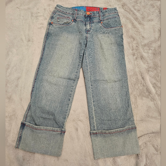 Johnny Girl | Jeans | Vtg Johnny Girl Light Wash Capri Jeans With Pink ...